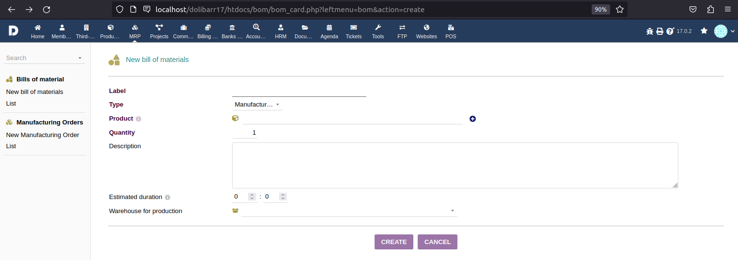 new product button disappear after submitting an empty form in BOM ...