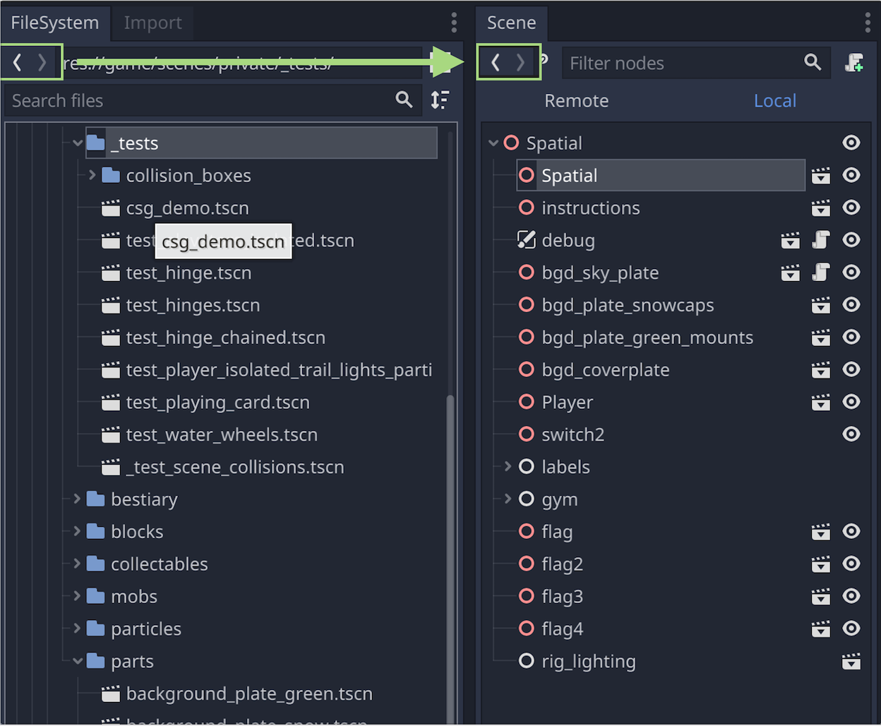 Add history navigation buttons to the Scene tree dock · Issue #5626 · godotengine/godot ...