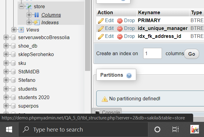 Invalid Link of Column | Index in Nav Panel · Issue #15893 · phpmyadmin/phpmyadmin · GitHub