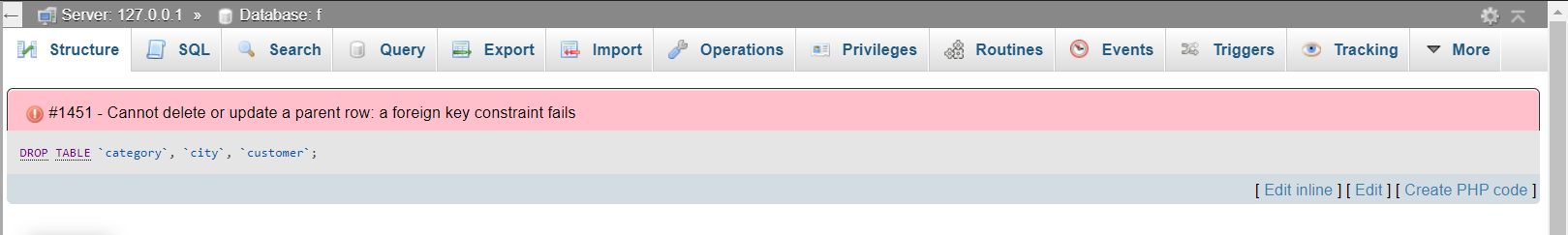 Drop table errors ignored · Issue #15887 · phpmyadmin/phpmyadmin · GitHub