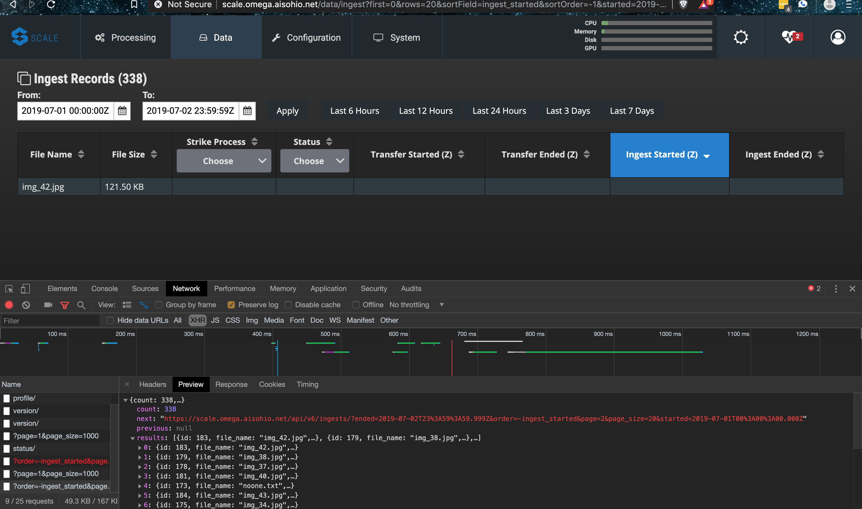 Ingest records page shows only first result · Issue #168 · ngageoint ...