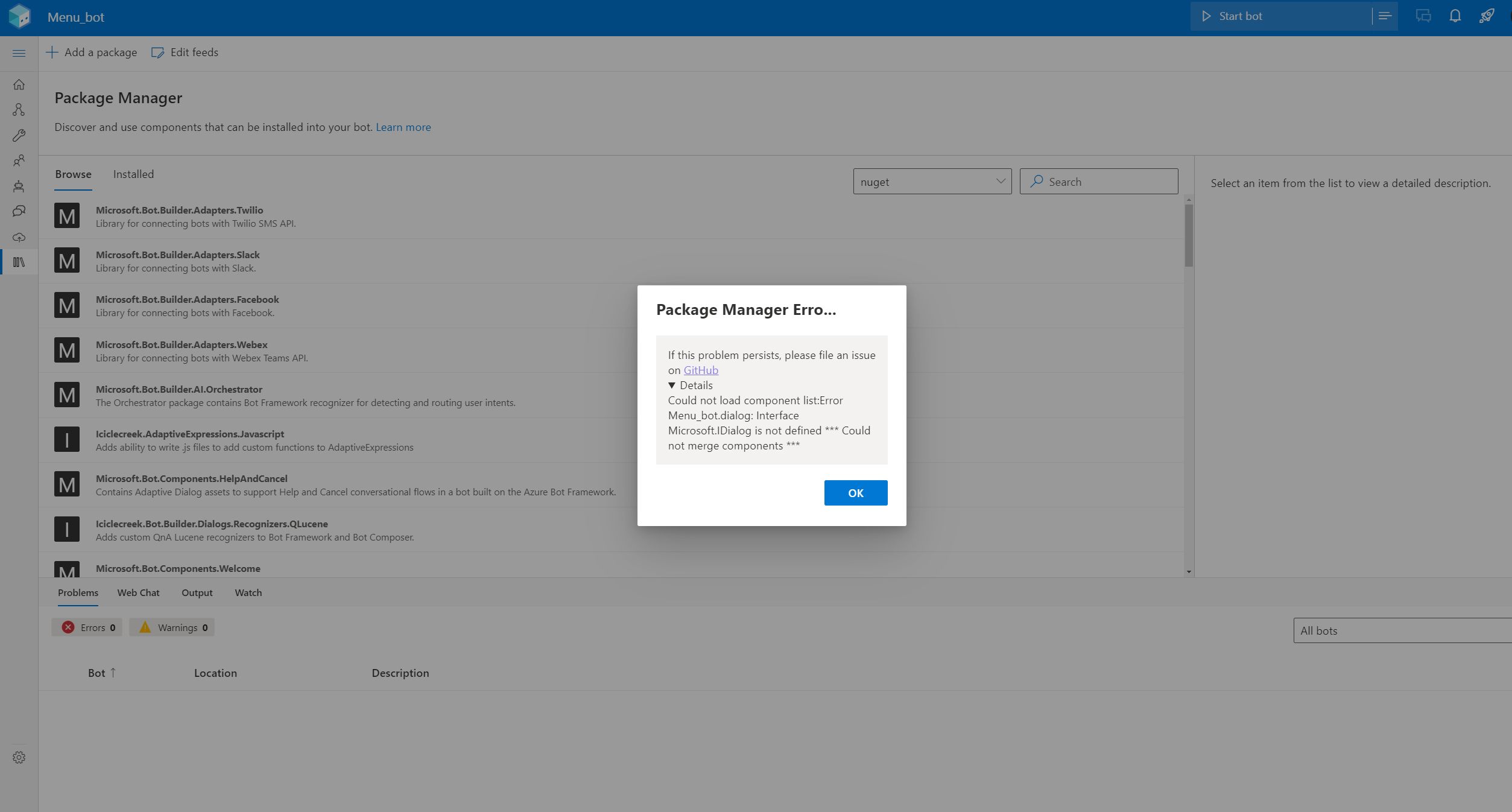 Error while trying to access or install any package from Package Manager · Issue #8435 ...
