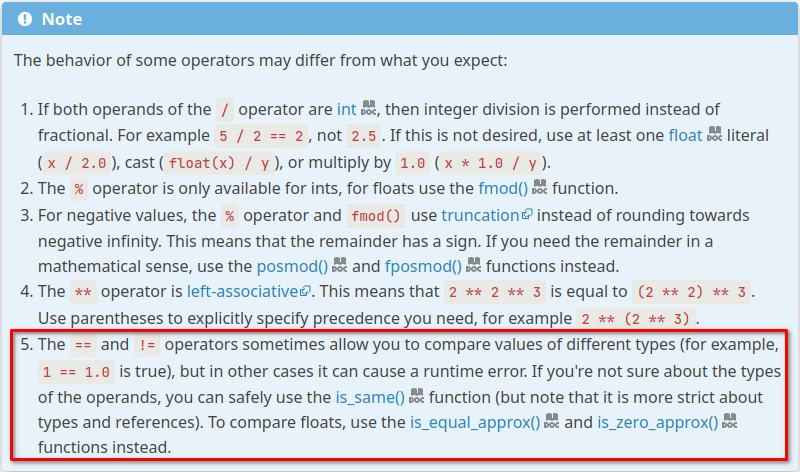 Comparison Operator Values Of Types Int And Float With Same Numerical Value Are Equal · Issue