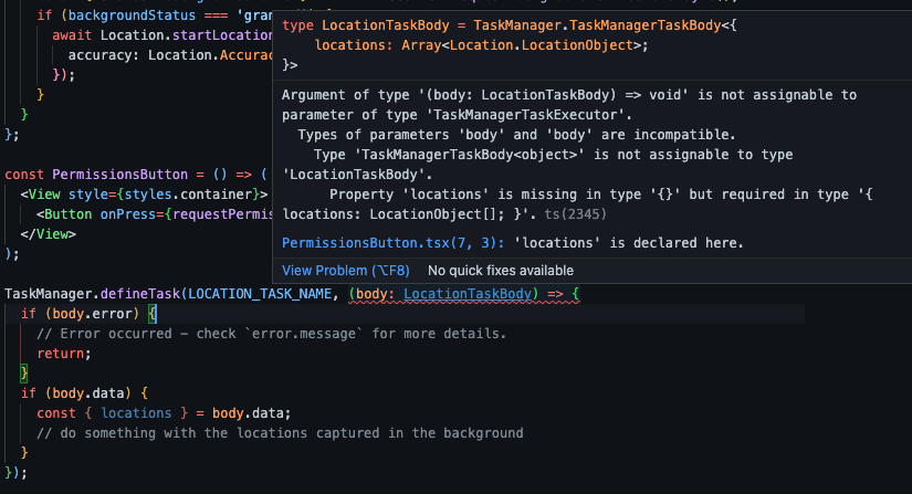 TypeError: Property '(generic)' is missing in type '{}' but required in type '(generic type ...