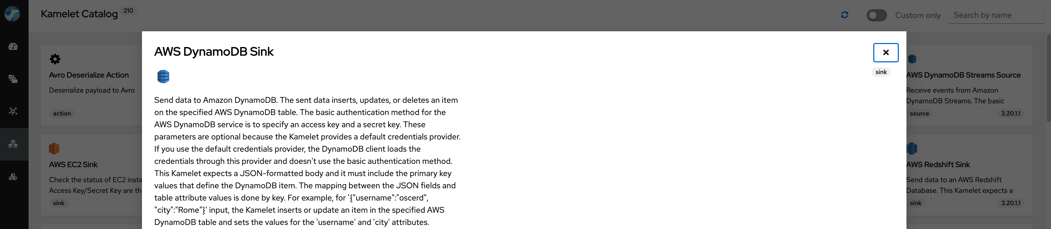 Browsing kamelets/components - Clicking "custom only" popup window with last kamelet · Issue ...