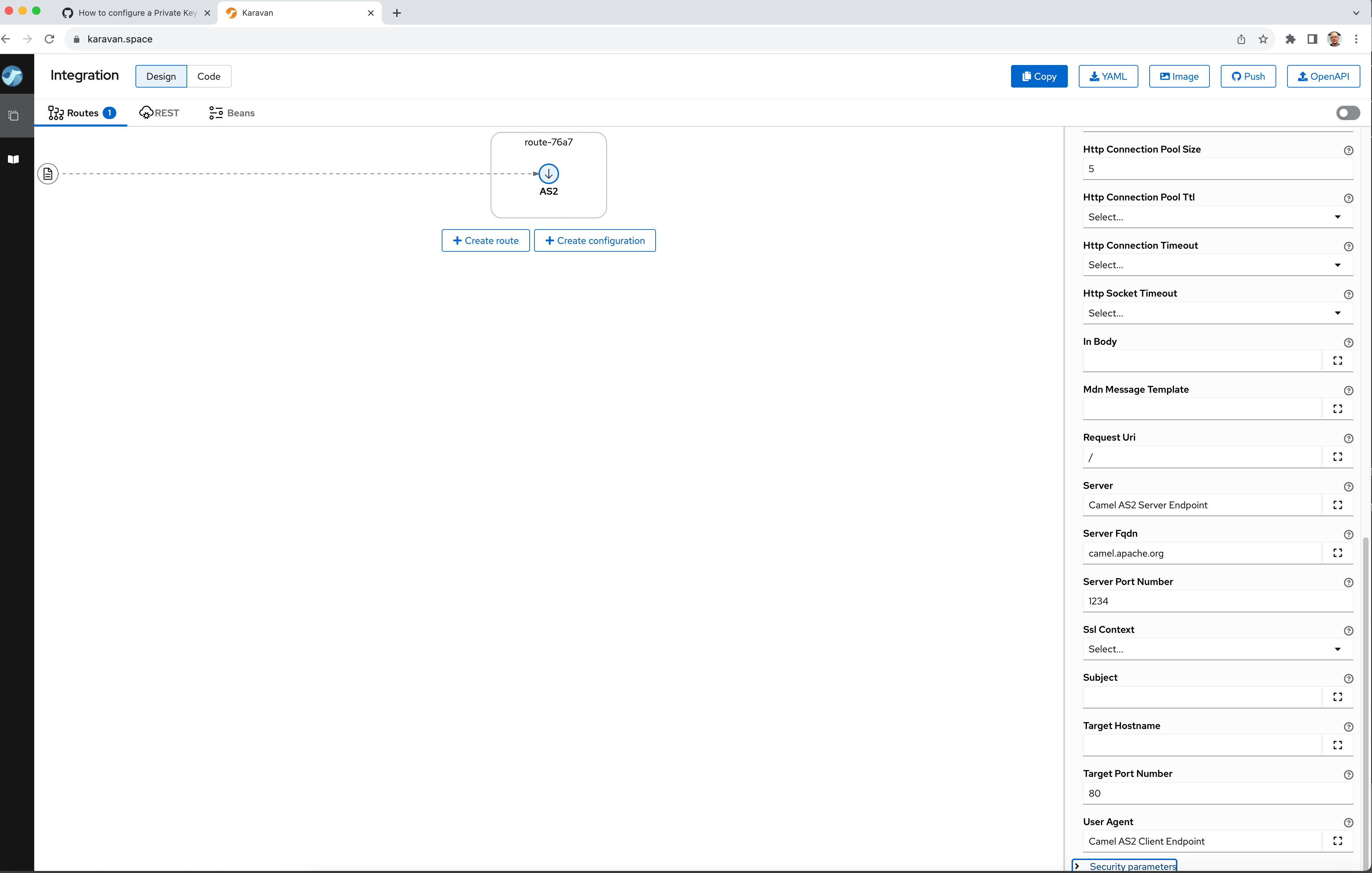 Karavan Space Cannot Expand Security Parameters On As2 Component When
