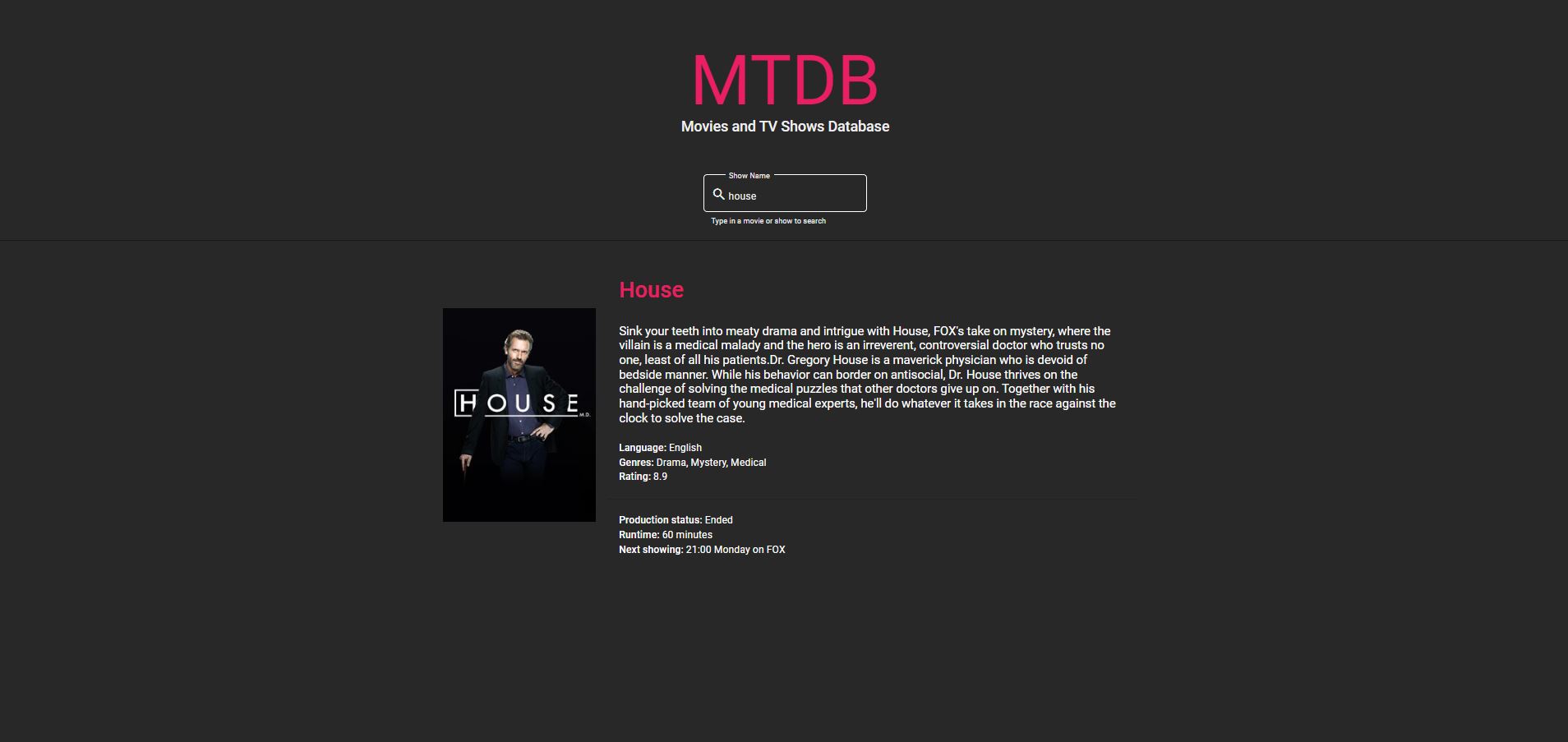 GitHub - kschuljak/TV-Show-Web-App: TV Show Web App