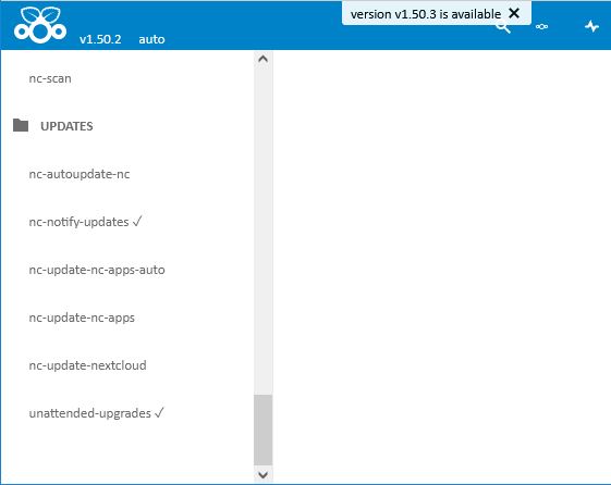 NCP panel says update available to 1.50.3 but the nc-autoupdate-ncp is missing from the left ...