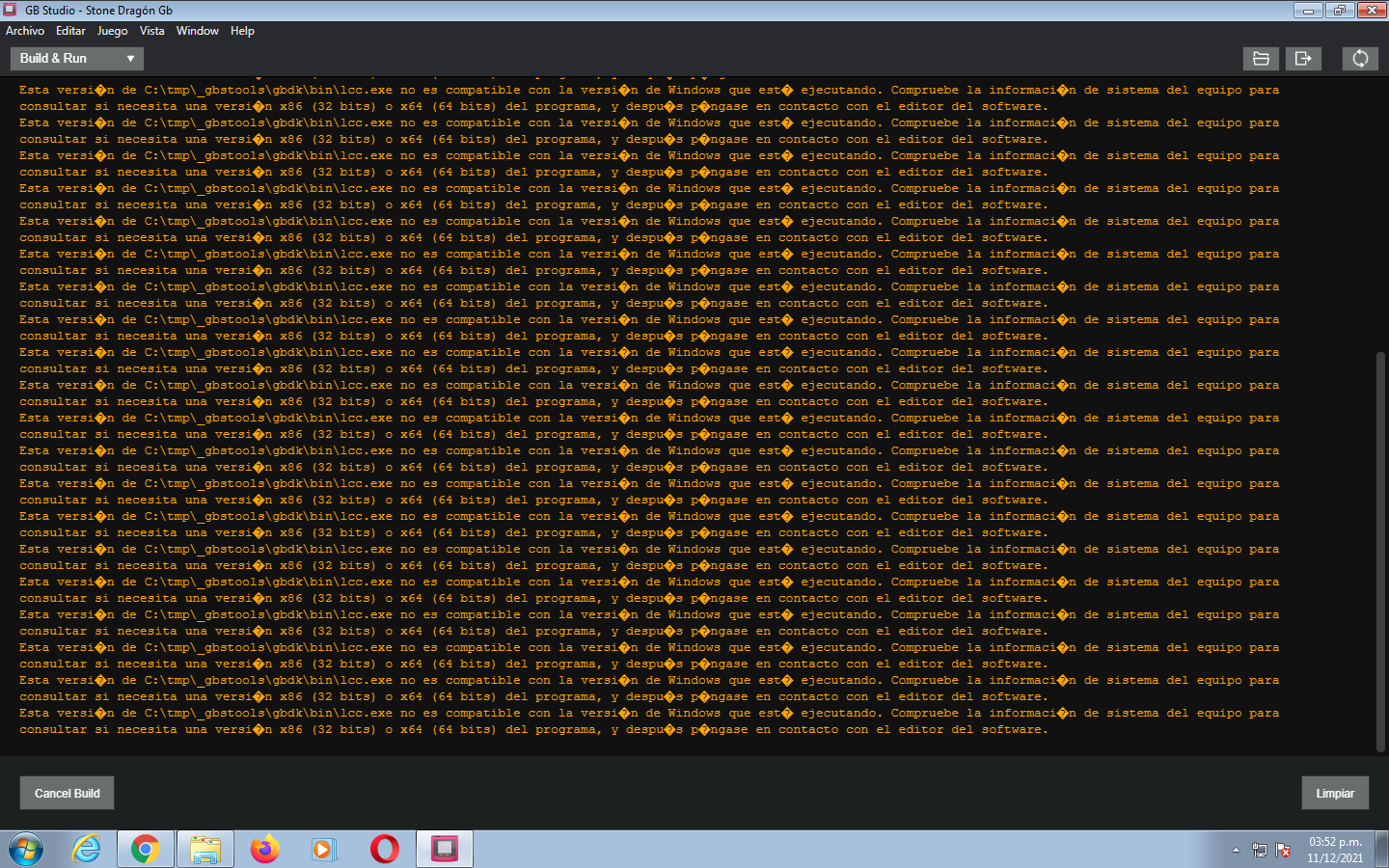 32bit ver of 3.0 cannot compile games, uses a 64bit lcc.exe in temp/_gbstools/gbdk/bin · Issue ...