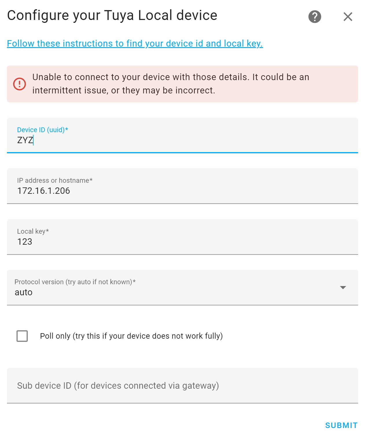Light Device will no longer connect that previously worked · Issue #788 · make-all/tuya-local ...