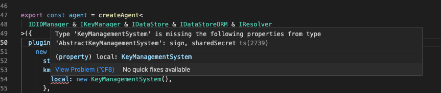 @veramo/kms-local-react-native: Type 'KeyManagementSystem' is missing the following properties ...