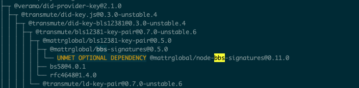 React native: Veramo requires @mattrglobal/node-bbs-signatures which does not compile on RN ...