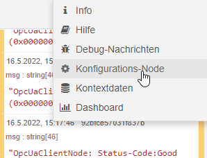 Debug: OpcUaClientNode: Status-Code:Good (0x00000000) (new keepalive produces extra status code ...