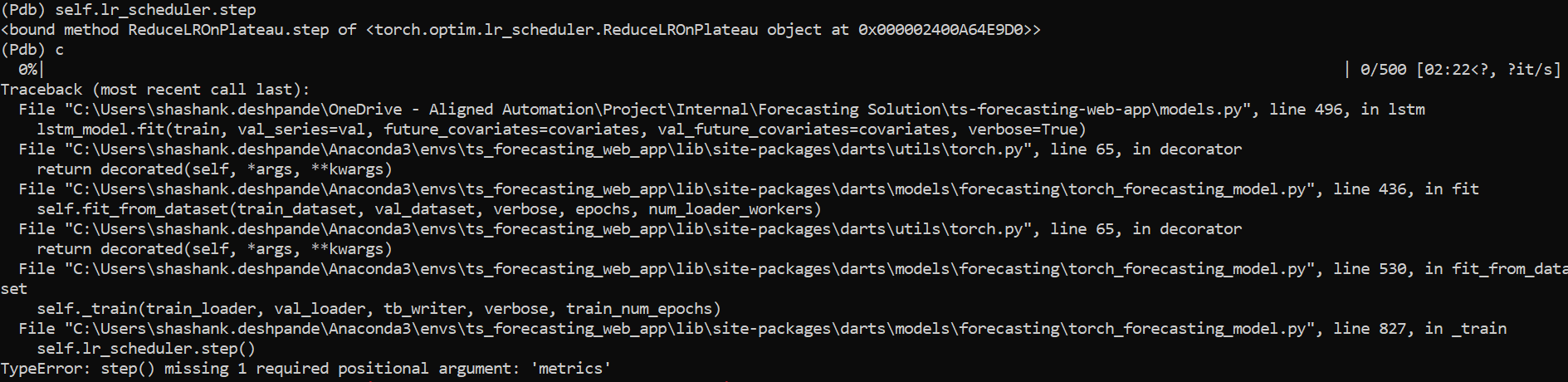 Error in RNNModel - LSTM after specifying lr_scheduler_cls · Issue #707 · unit8co/darts · GitHub