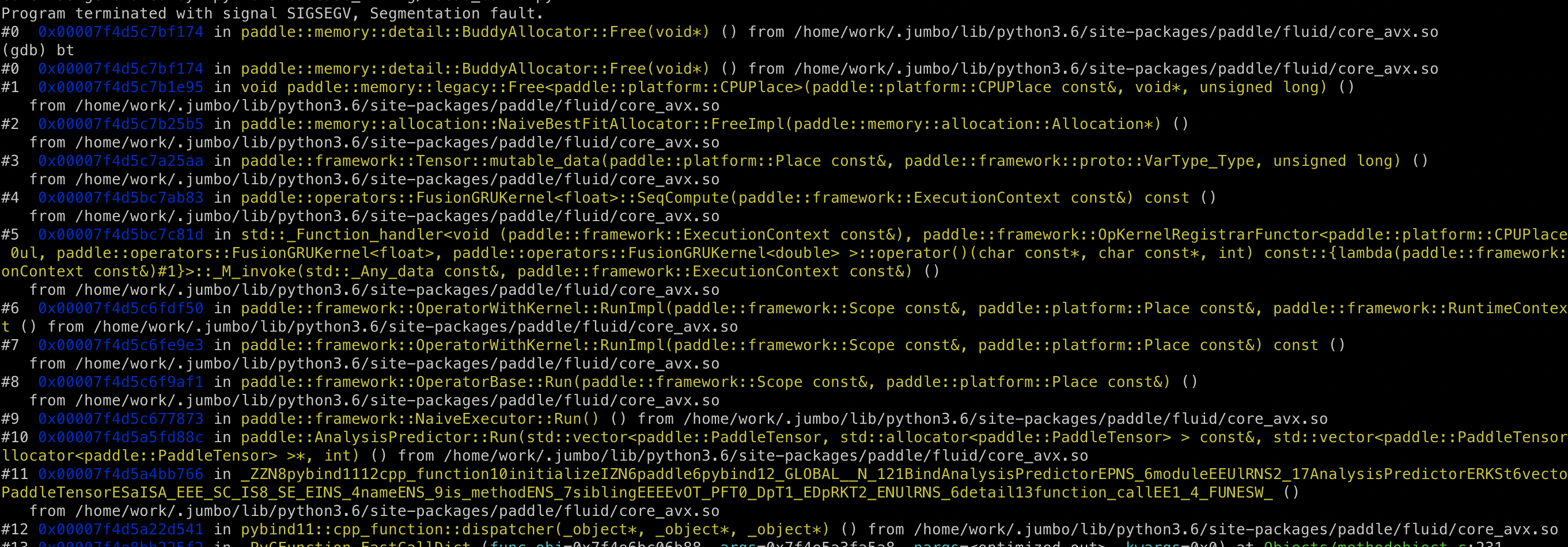 LAC.LAC(mode="lac") 运行run切词出core · Issue #69 · baidu/lac · GitHub
