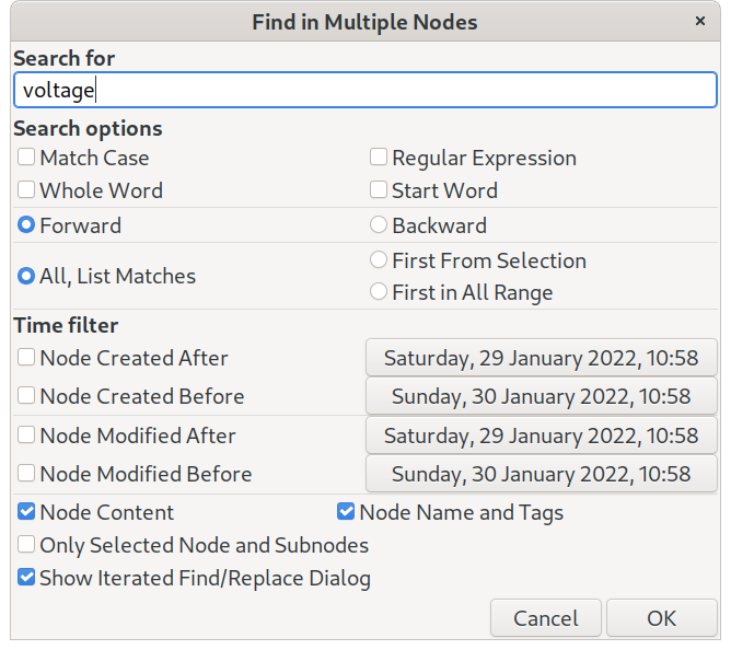 Searches of all nodes for some words do not work · Issue #1949 · giuspen/cherrytree · GitHub