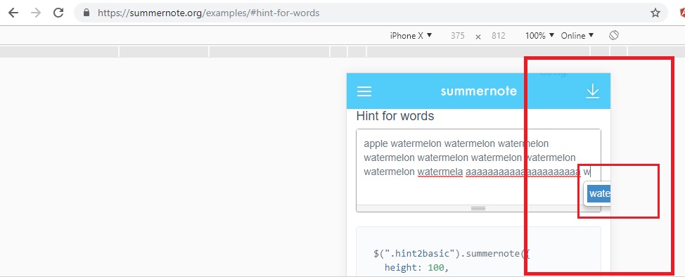 Summernote Hint Design Issue In Responsive In Mobile View · Issue 3154 · Summernote
