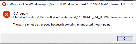Path cannot be traversed because it contains an untrusted mount point · Issue #15399 · microsoft ...