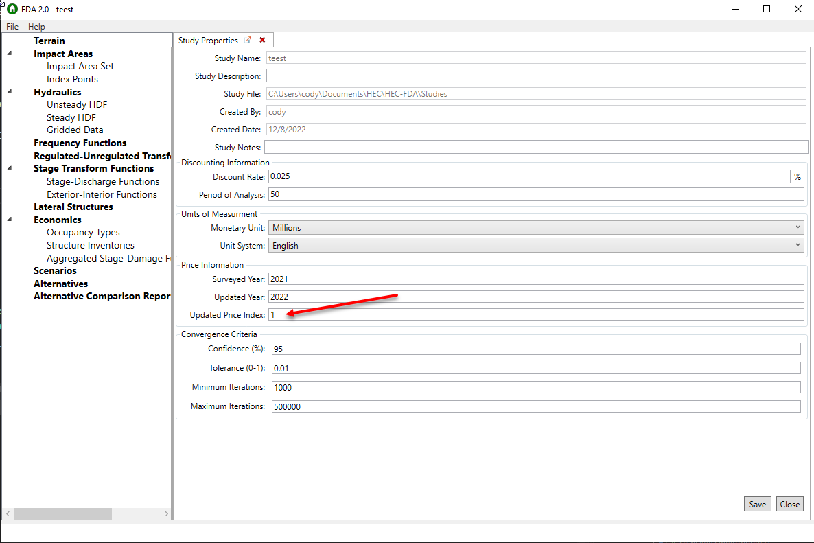 change default updated price index to 1.0 · Issue #692 · HydrologicEngineeringCenter/HEC-FDA ...
