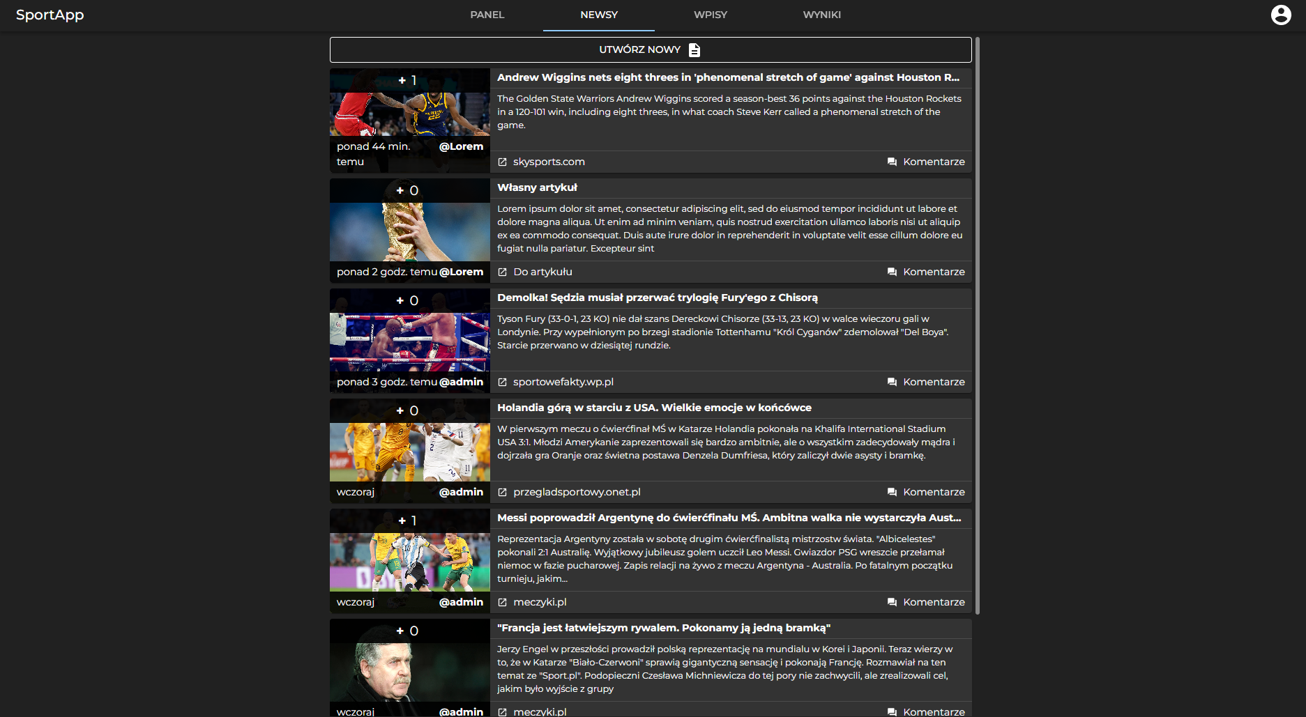 GitHub - p-krukowski/sport-app: Sport oriented social web page with customizable main page, up ...