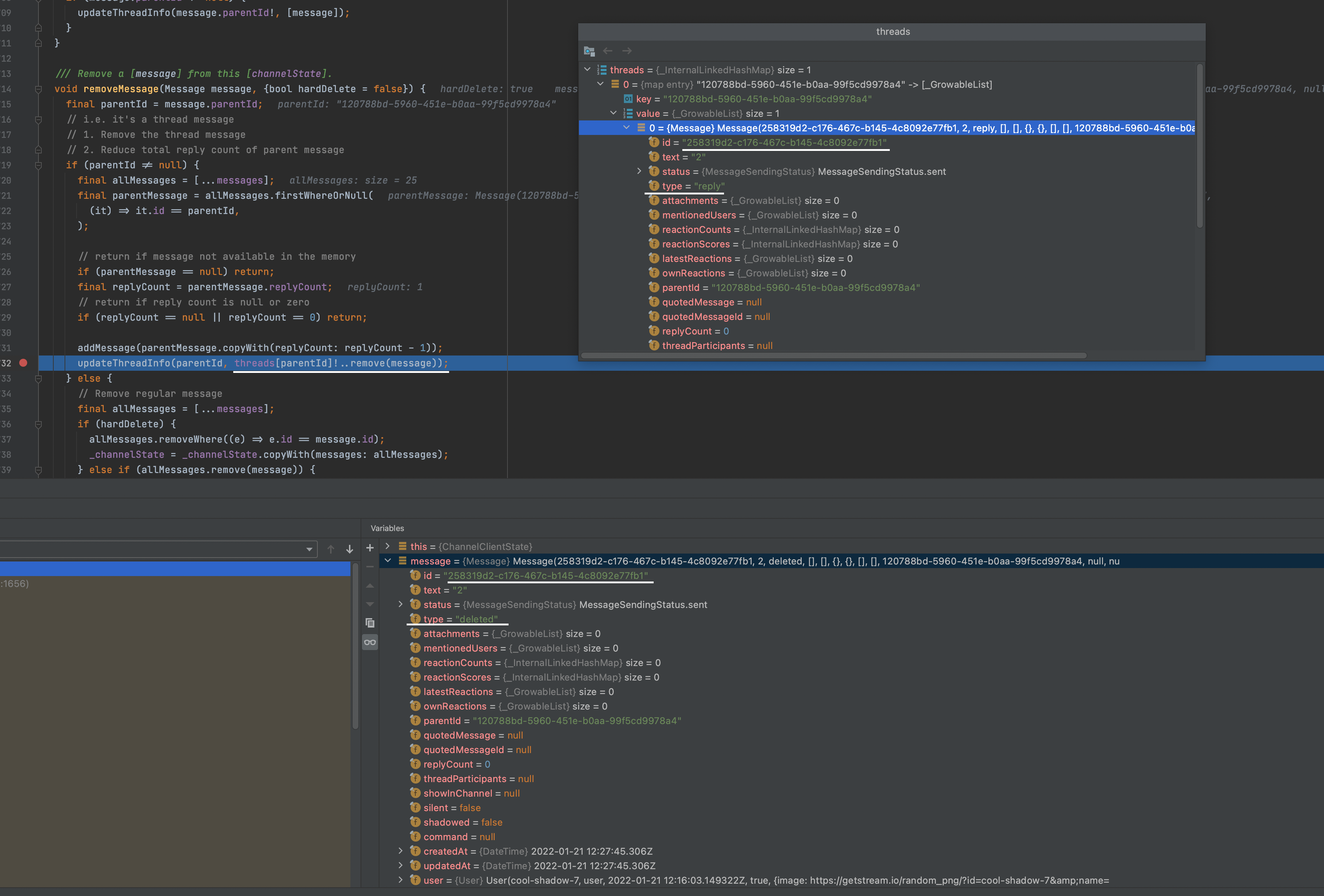 Thread message is not deleted when using hard: true parameter · Issue #871 · GetStream/stream ...