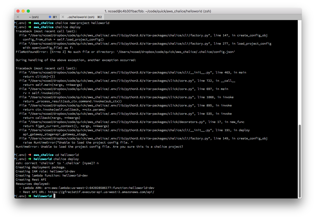 Fail gracefully on 'deploy' outside of project folder · Issue #1083 · aws/chalice · GitHub