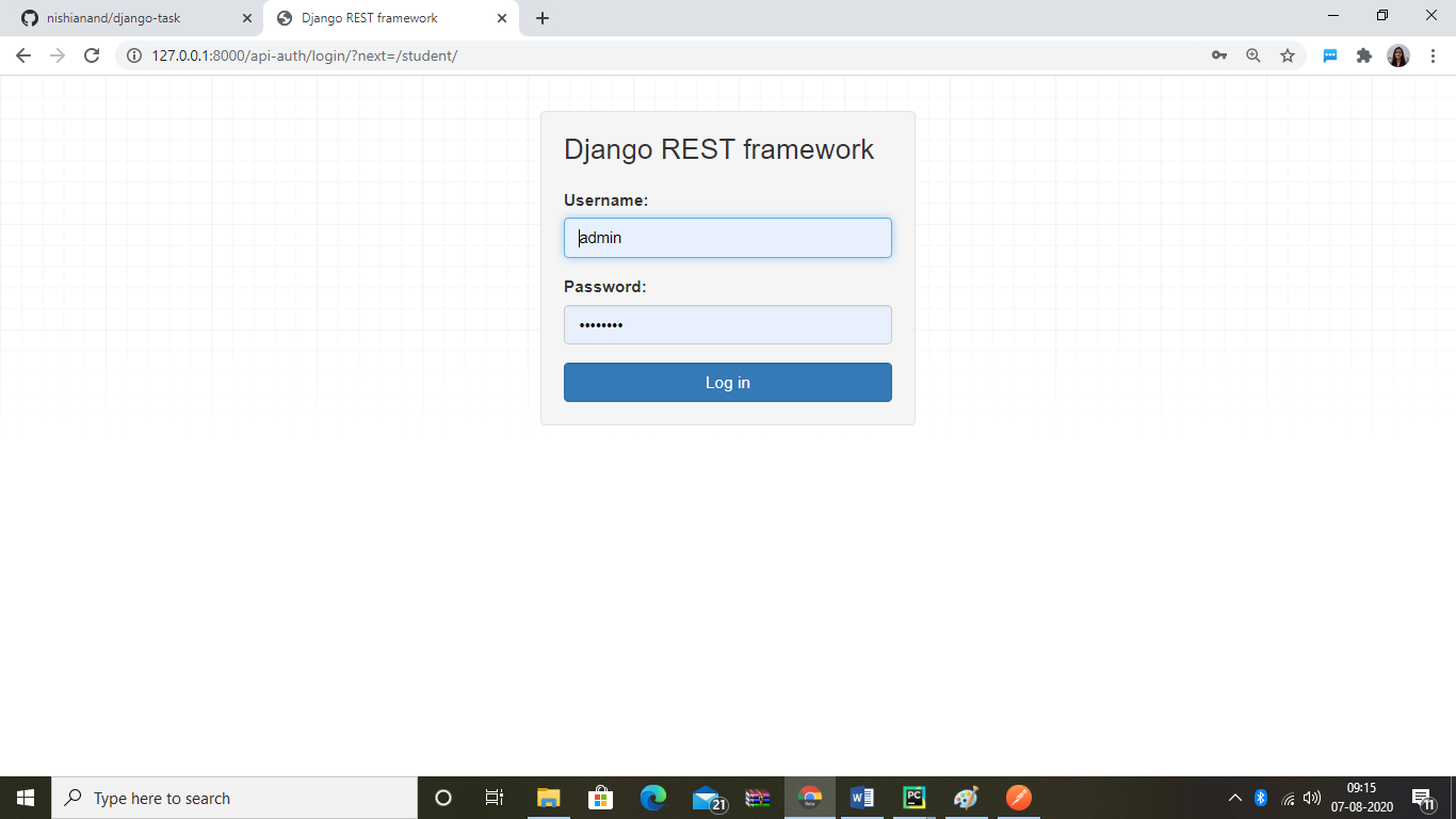 Student Login using JWT Authentication : http://127.0.0.1:8000/api-auth/login/?next=/student ...