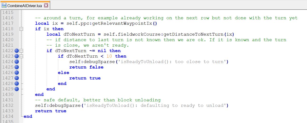 Unloader stops when i tries to unload combine on last row. · Issue #5857 · Courseplay/courseplay ...
