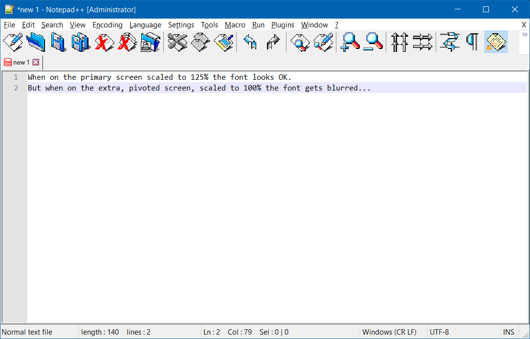 N++ contents get blurred when shown on the secondary screen · Issue ...