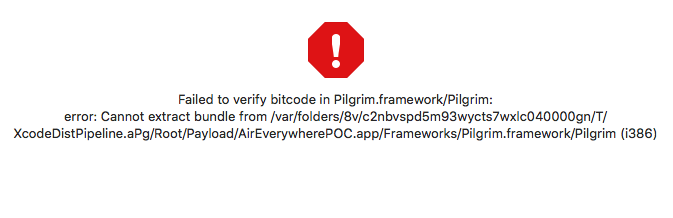 Error with iOS Signing on XCode - Failed to Verify Bitcode in Pilgrim.framework/Pilgrim · Issue ...