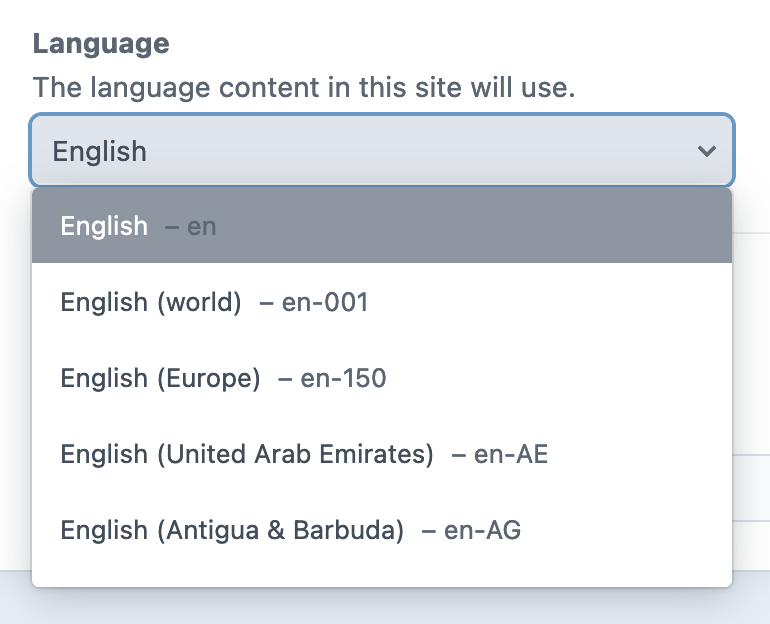 [4.0] Include the locale in the "Language" site settings dropdown ...