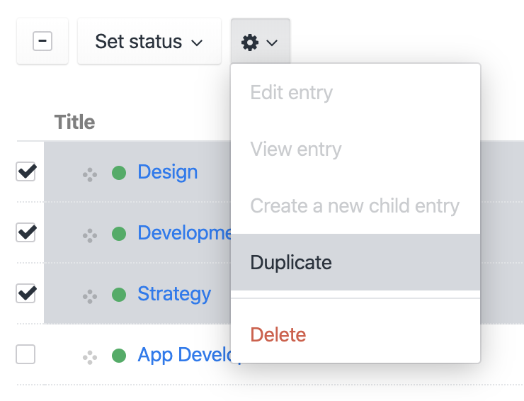 Duplicate or copy an entry from entries page · Issue #923 · craftcms/cms · GitHub