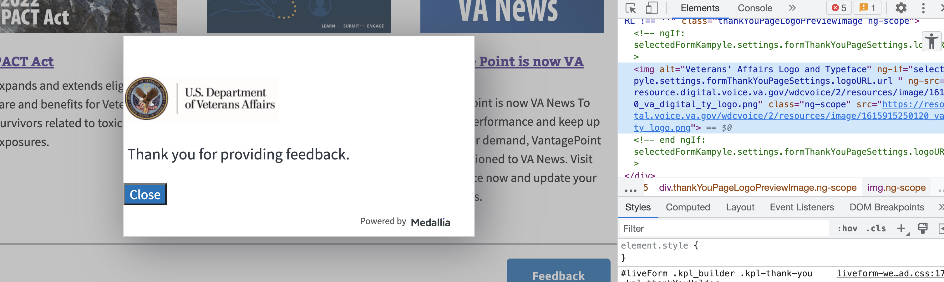 508 Office Request: Update alt text of VA logo in header & footer ...