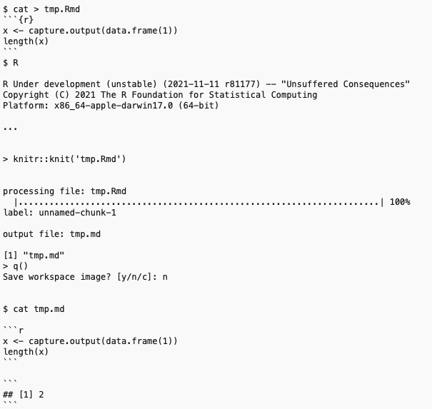 Rstudio catches each print(tibble) (and data.table) statement as chunk ...