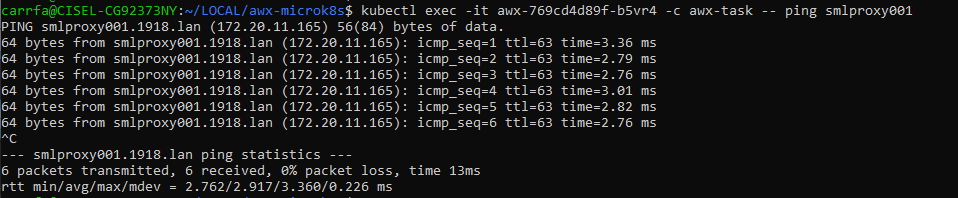 AWX 19.0.0 is not using the search domains and nameserver specified in the container resolv.conf ...
