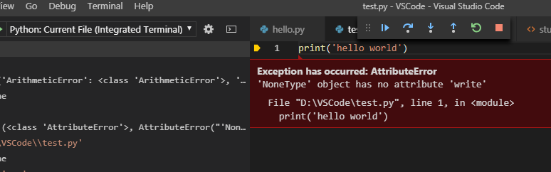 Print does not work in VS Code debugger · Issue #1158 · microsoft/ptvsd · GitHub