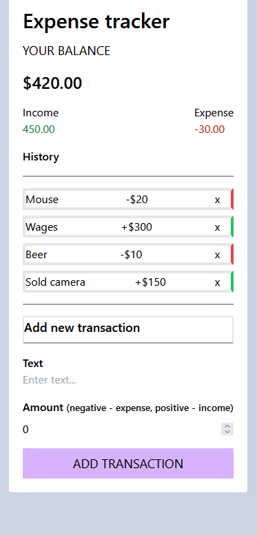 GitHub - jakewarrenblack/react-expense-tracker: Simple expense tracker (a to do list, more or ...