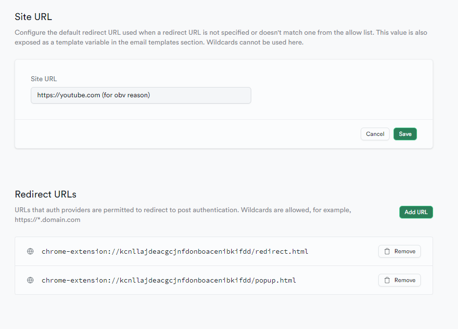 Supabase Auth Url Configuration Issue Chrome Extensionredirect Urls · Issue 18290 · Supabase 0992