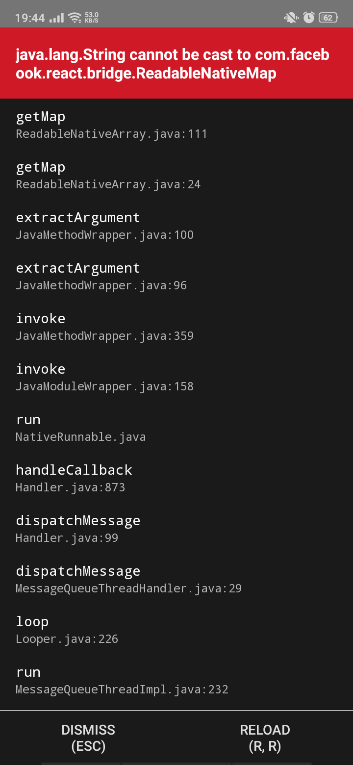 java.lang.string cannot be cast to com.facebook.react.bridge.readablenativemap · Issue #164 ...