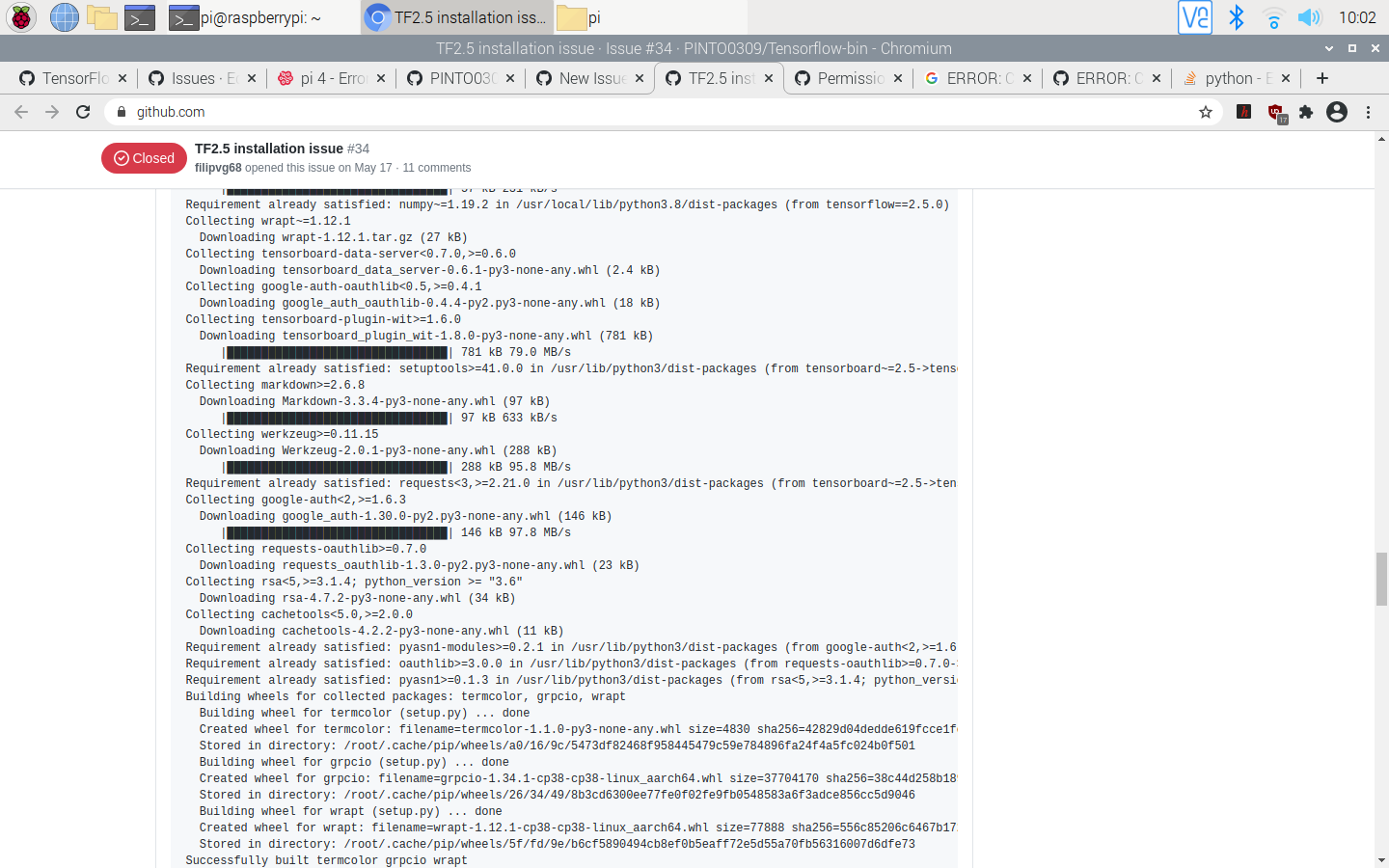 Found existing installation: wrapt 1.10.11 (When install tensorflow 2.5 · Issue #36 · PINTO0309 ...