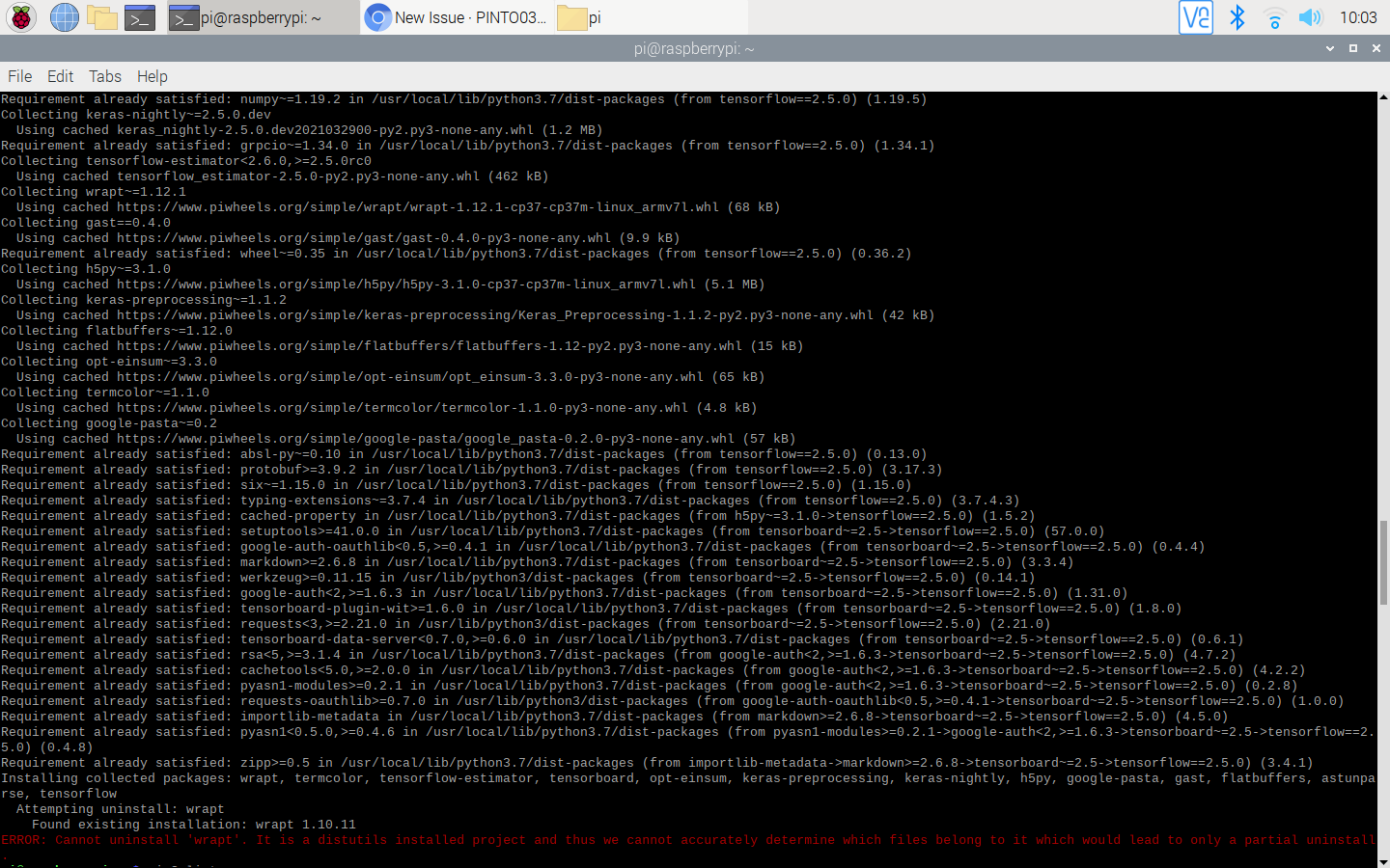 Found existing installation: wrapt 1.10.11 (When install tensorflow 2.5 · Issue #36 · PINTO0309 ...