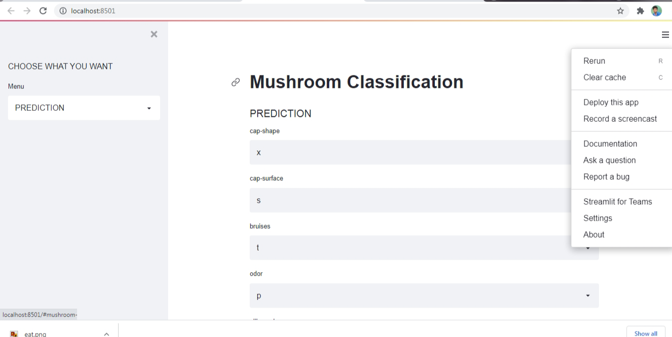 GitHub - Bharatnaty/mushroom-classification: ML streamlit