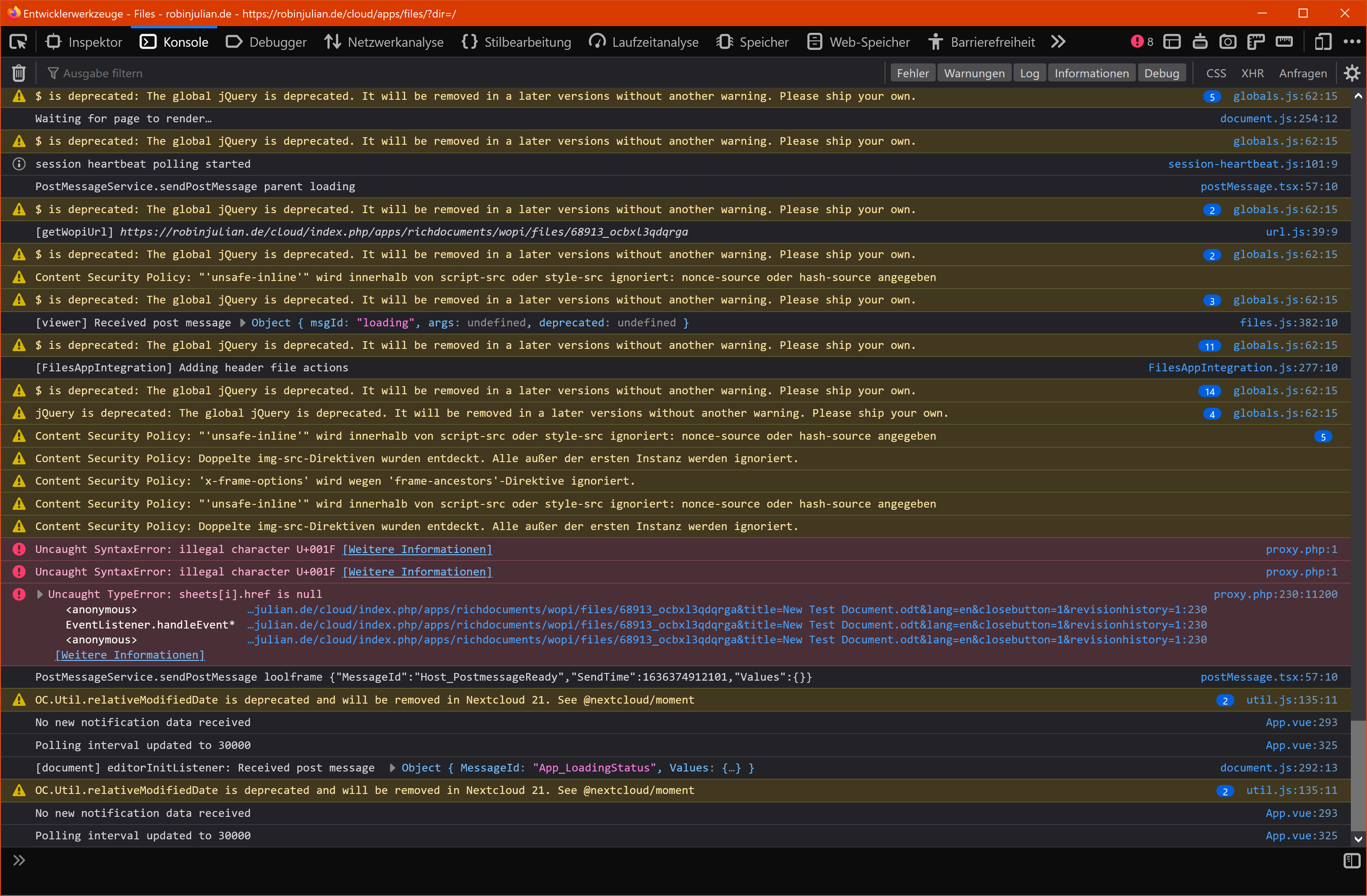 Opening document results in "Document Name" - Nextcloud 22 + Collabora Online + Built-in CODE ...