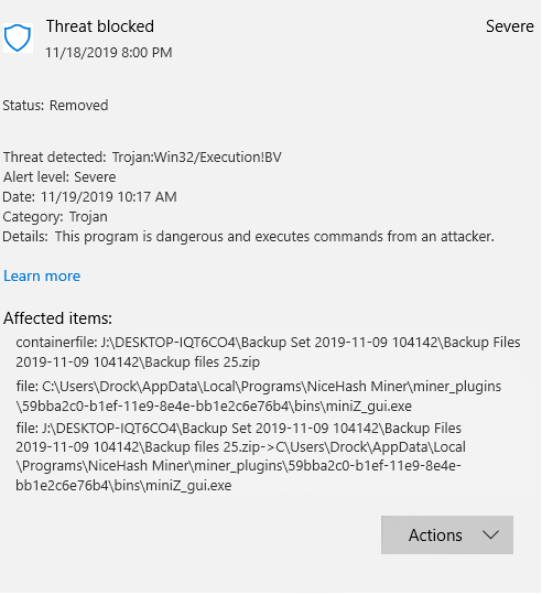 Trojan:Win32/Execution!BV · Issue #1868 · nicehash/NiceHashMiner · GitHub