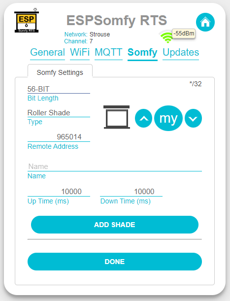 Configuring the Software - Anashost/ESPSomfy-RTS GitHub Wiki