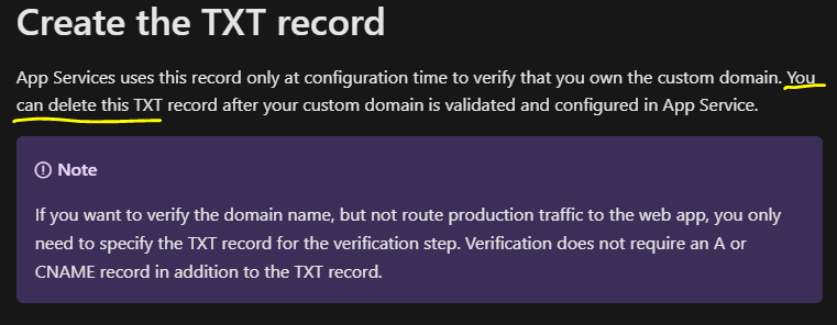 Do Not Recommend To Delete Txt Dns Record For Custom Domain Validation · Issue 115797