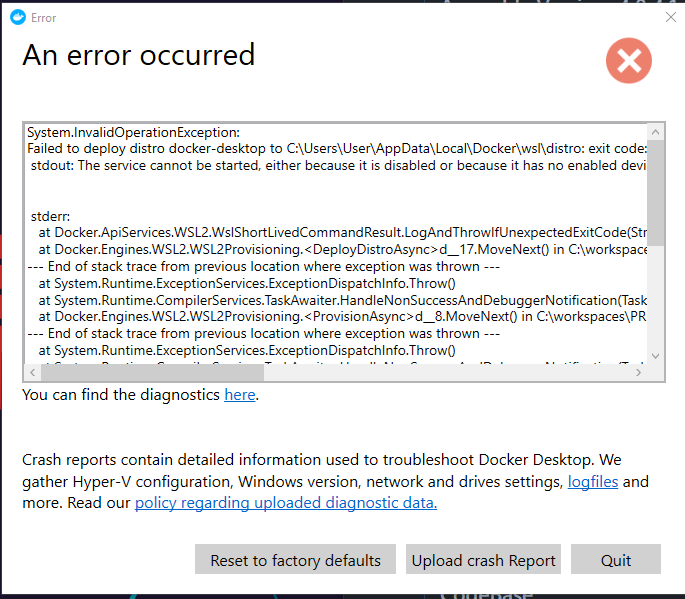 exit code -1 / windows 10 · Issue #12118 · docker/for-win · GitHub