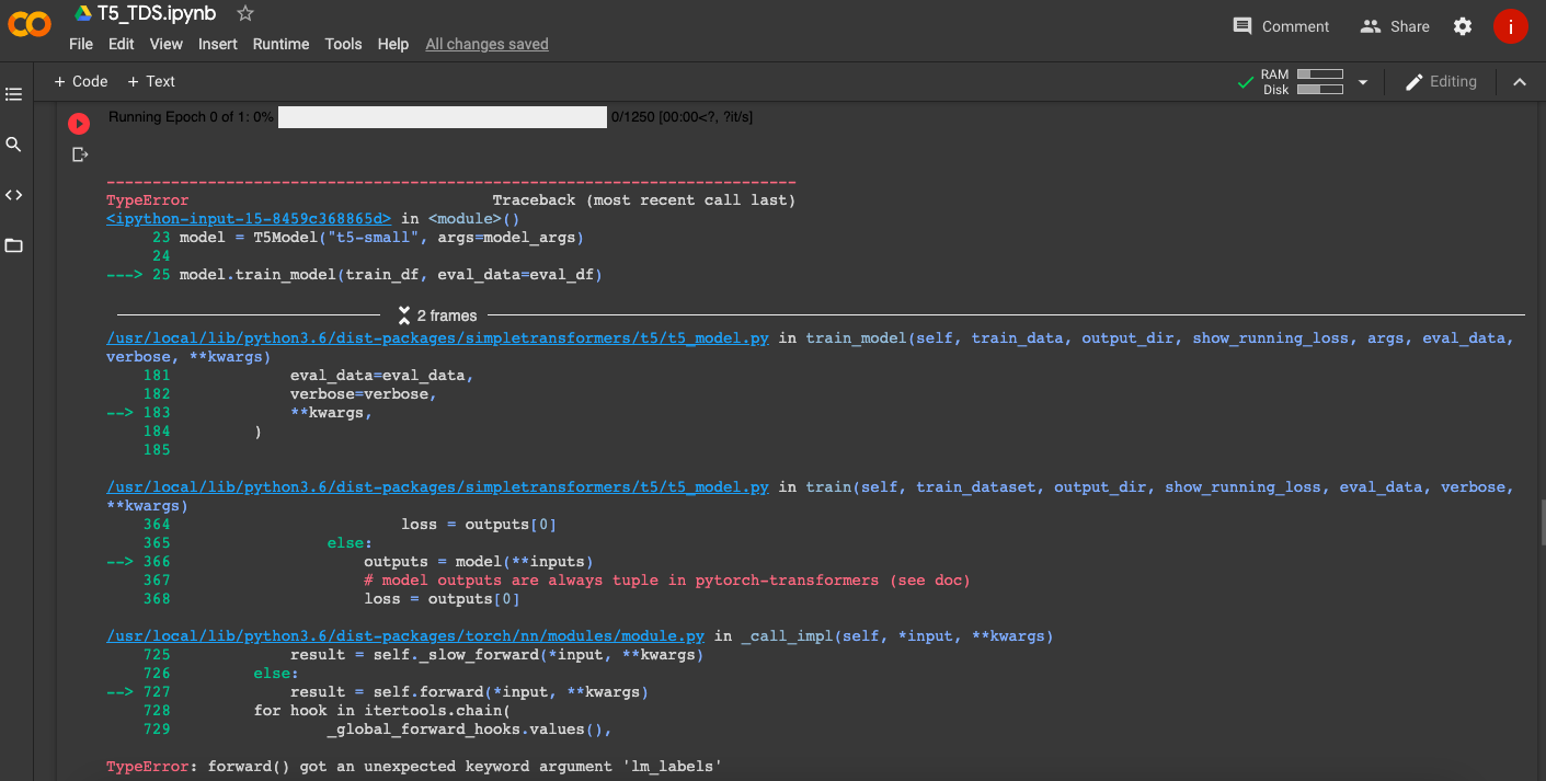 Typeerror Forward Got An Unexpected Keyword Argument Lm Labels