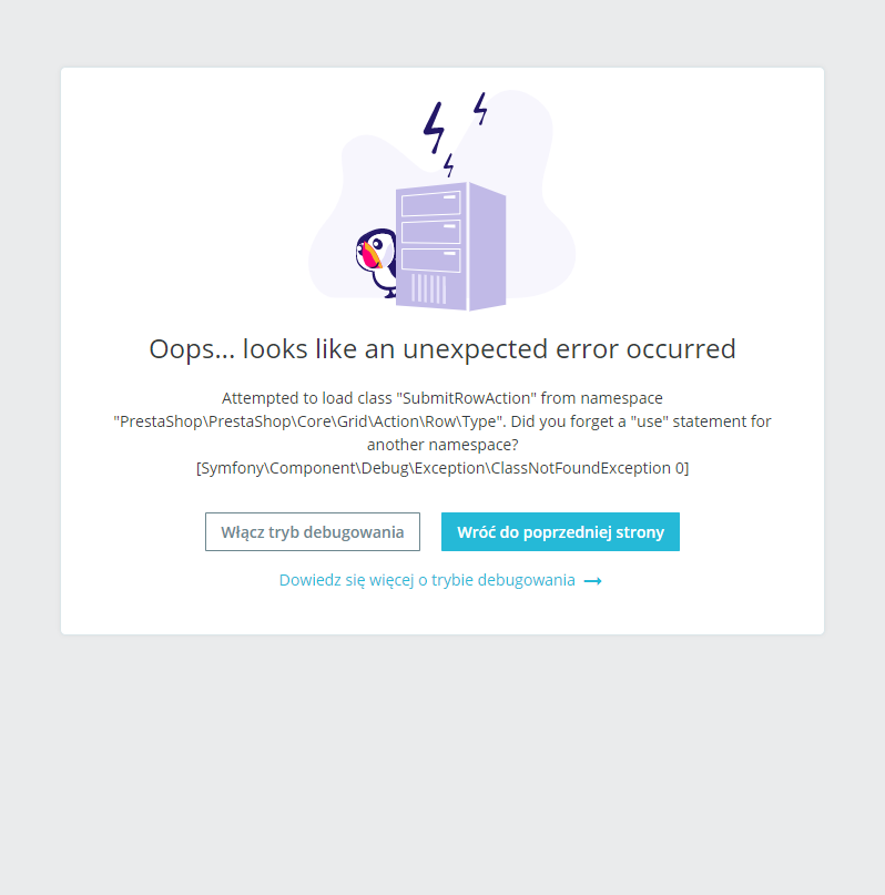 SubmitRowAction Error · Issue #20968 · PrestaShop/PrestaShop · GitHub